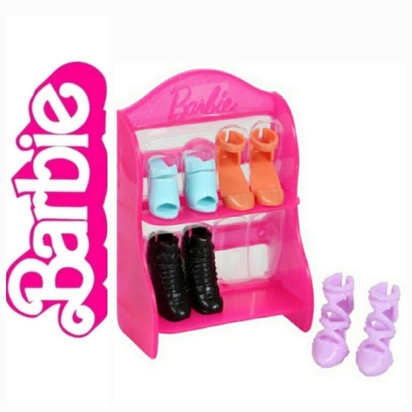 Barbie | Toys | Barbie Shoe Pack Pink Shelf With 4 Pairs Of Barbie ...
